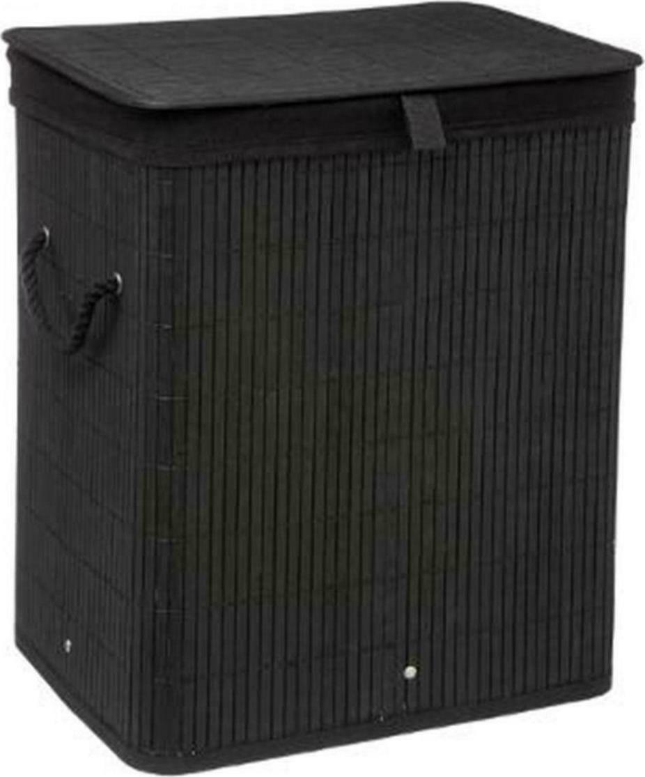 Pakoworld Natural Καλάθι Απλύτων Bamboo με Καπάκι 40x30x50cm Μαύρο 199-000059 | apothema.gr
