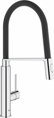 Grohe Concetto Ψηλή Μπαταρία Κουζίνας Πάγκου με Ντουζ Μαύρη 31491000 ...