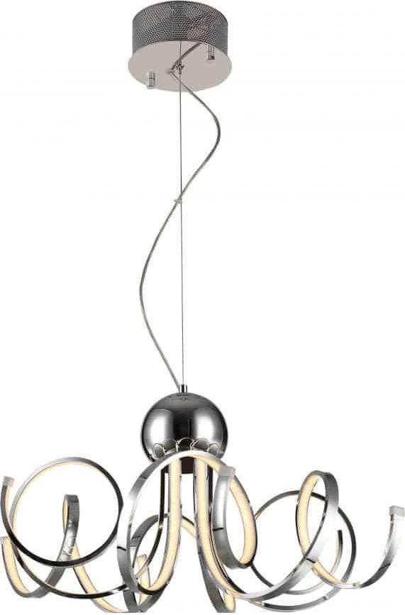 Sun Light Μοντέρνο Κρεμαστό Φωτιστικό με Ενσωματωμένο LED σε Ασημί ...